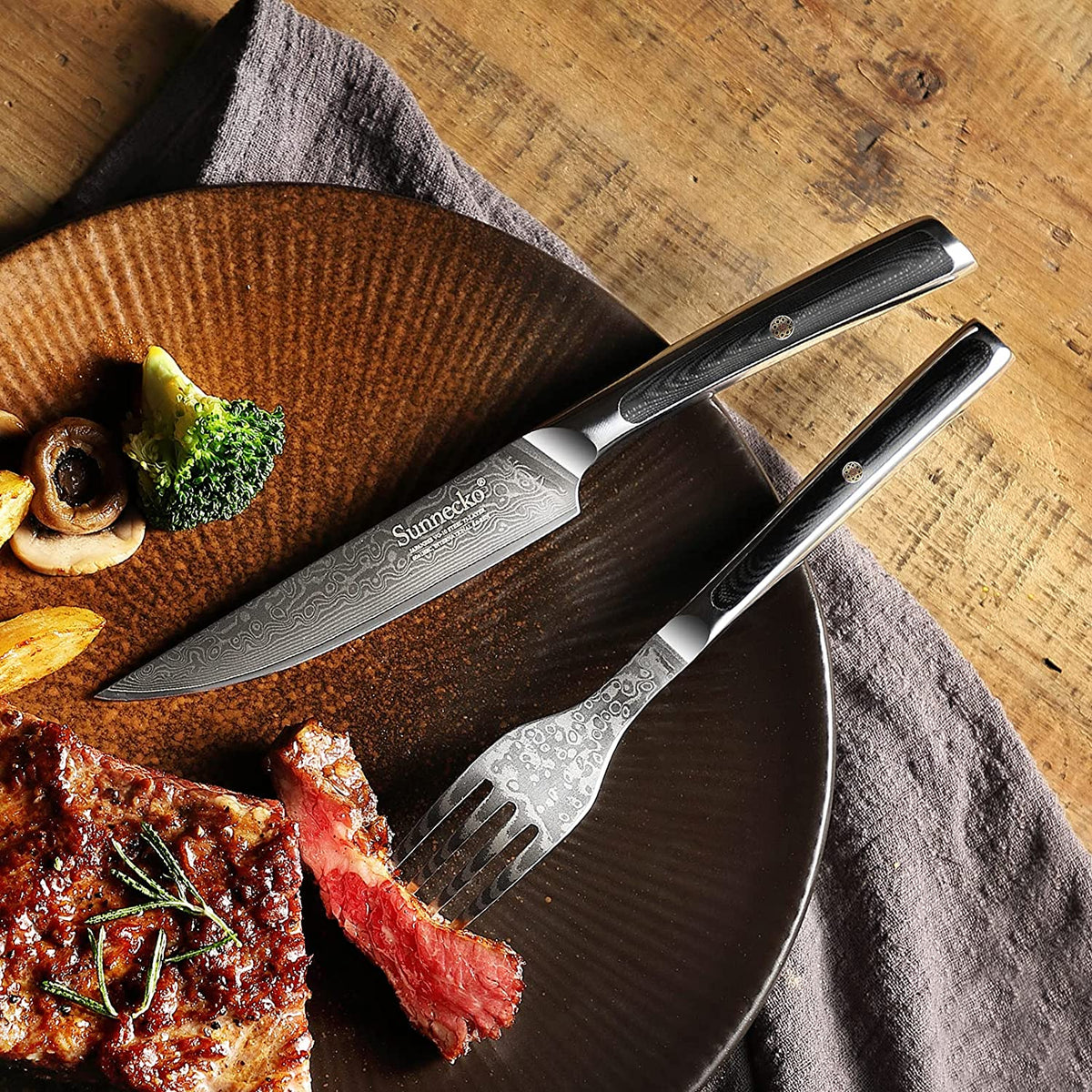 【Damascus Cutlery】Sunnecko Forks Set, Damascus Steak Knives 6 Pieces ... 【Damascus Cutlery】Sunnecko Forks Set, Damascus Steak Knives 6 Pieces ...