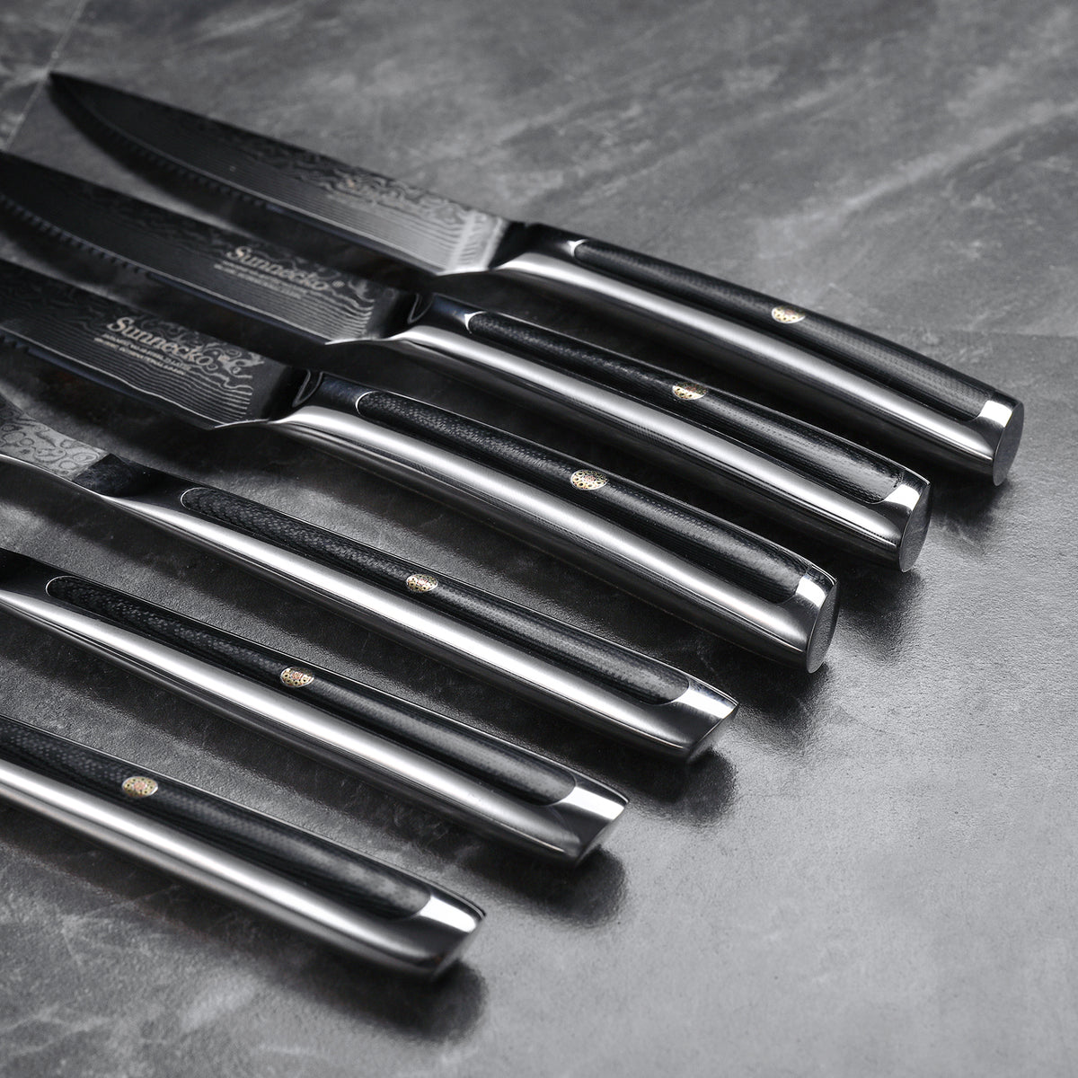 【Damascus Cutlery】Sunnecko Damascus Steak Knives Set of 4, 5 Inch Serr ... 【Damascus Cutlery】Sunnecko Damascus Steak Knives Set of 4, 5 Inch Serr ...