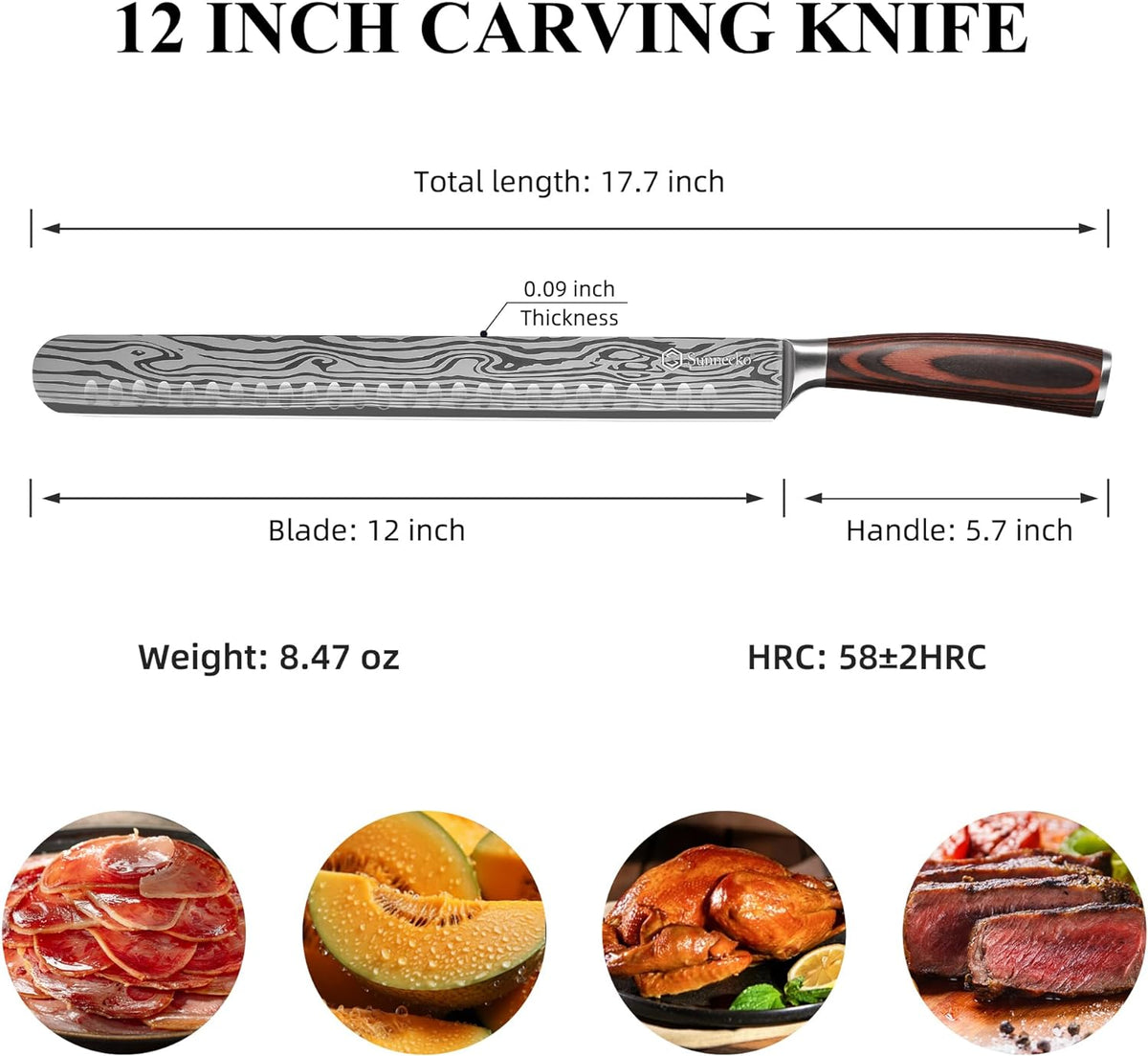 【Chang Series】Sunnecko 12 inch Meat Slicer Knife Brisket Slicing Knife ...